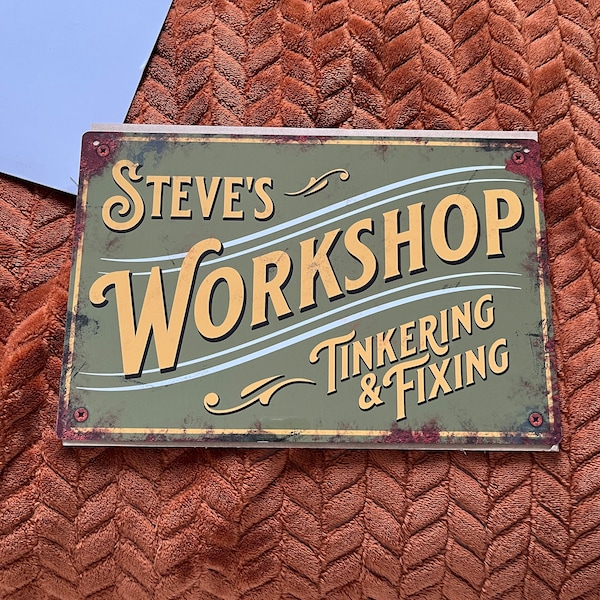 Personalised Workshop Sign Metal Wall Door Decor Accessory, Garage ...