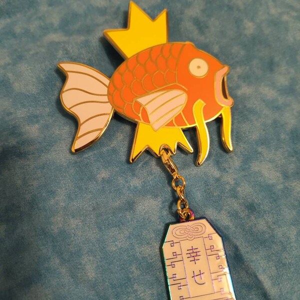 Lucky Carp Enamel Pins | Magikarp + Health Omamori - Etsy