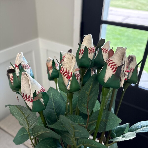 A Dozen Handmade Baseball Roses Made From Professional Baseballs - Etsy