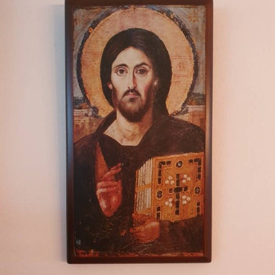 Jesus Christ the Enthroned Hand Painted Byzantine Icon With Polished ...