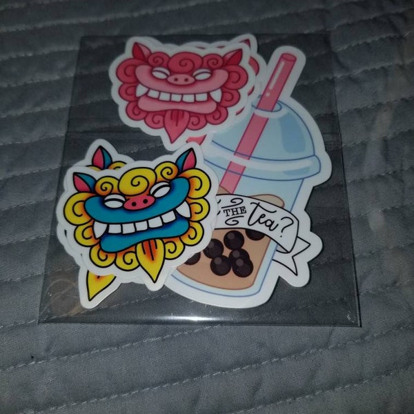 Okinawa Shisa Pair Stickers Pack of Two Okinawa Sticker Japan Sticker ...