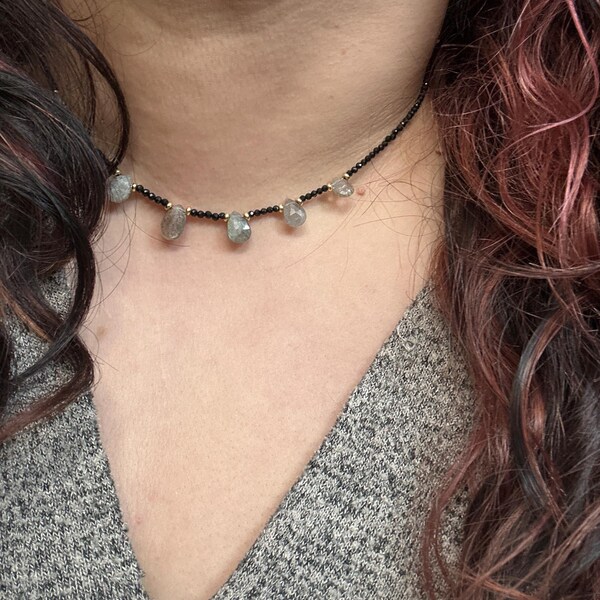 Long Multi Gem Necklace. Chrysophase, Purple Amethyst, Turquoise ...