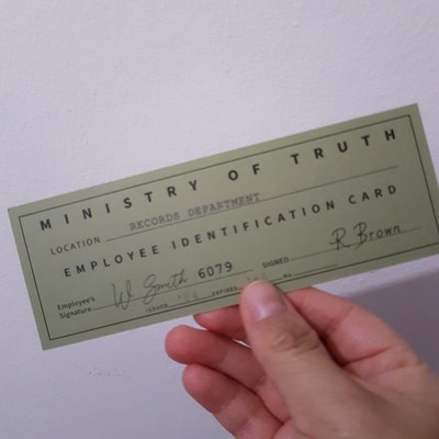 George Orwell's 1984 Bookmark Winston Smith's Employee ID - Etsy