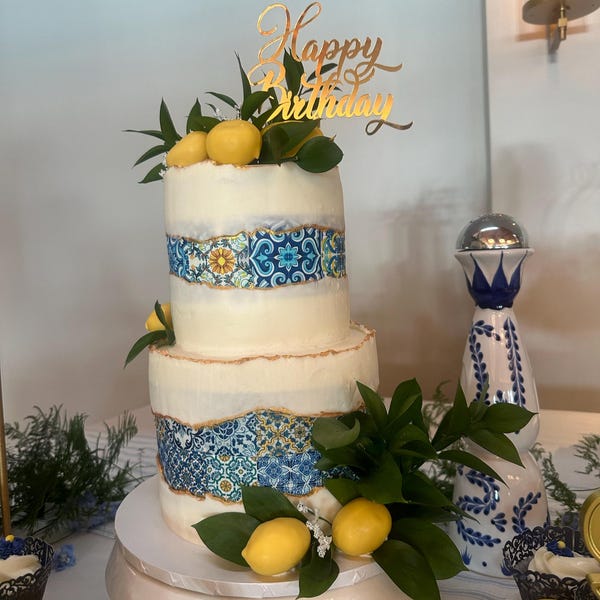 Positano Italy Tile Pattern Edible Image Sheet Cake Topper or Wrap ...