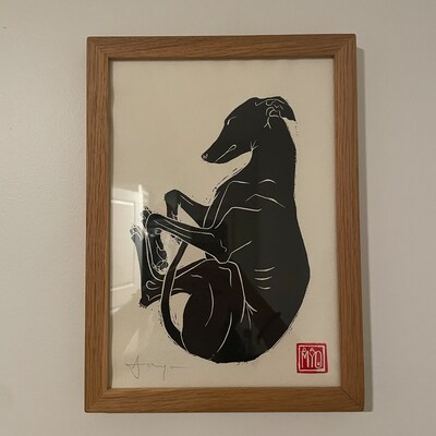 Set of 7 Hand Printed Linocut Longdogs, Greyhounds, Lurchers, Whippets ...