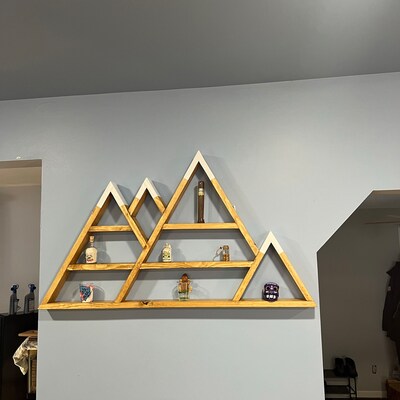 Mountain Key Holder With Shelf, Entryway Organizer With Hooks, Handmade ...