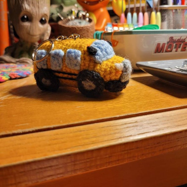CROCHET PATTERN ~ Amigurumi School Bus Keychain - Backpack Decoration ...