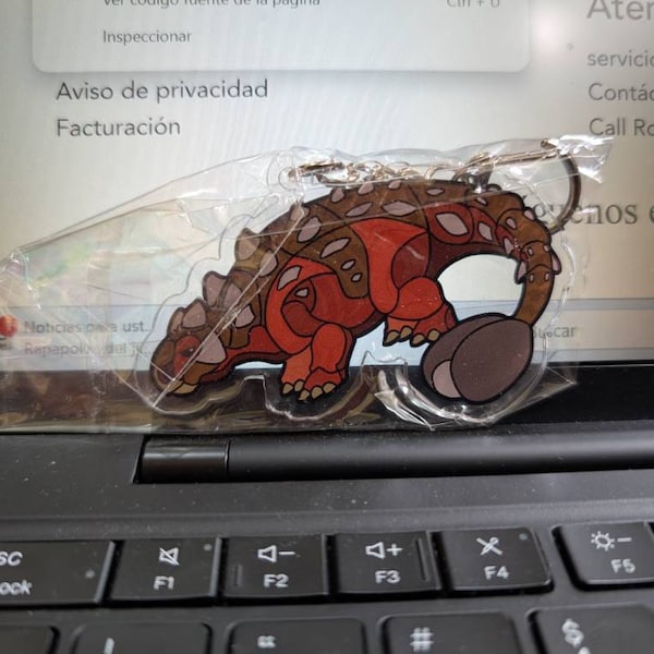 Ankylosaurus Keychain: Double Sided Dinosaur & Fossil Charm - Etsy