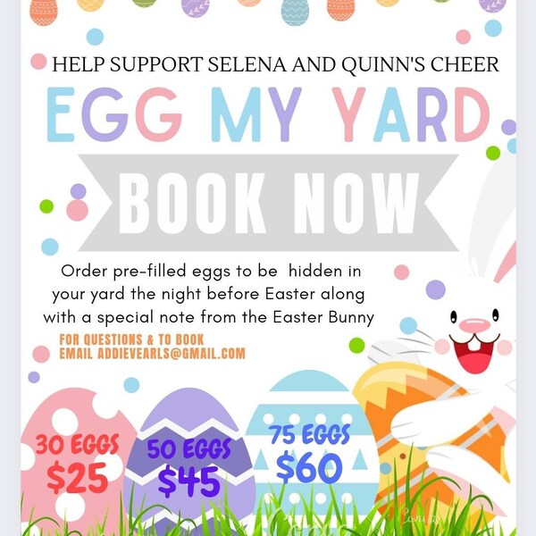 Egg My Yard Flyer - Digital Download, Editable Easter Fundraiser Flyer ...