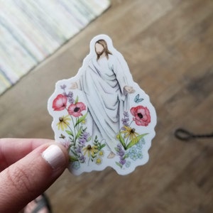 Jesus Christ Sticker, Vinyl Jesus Sticker, Jesus in Flowers, Easter ...