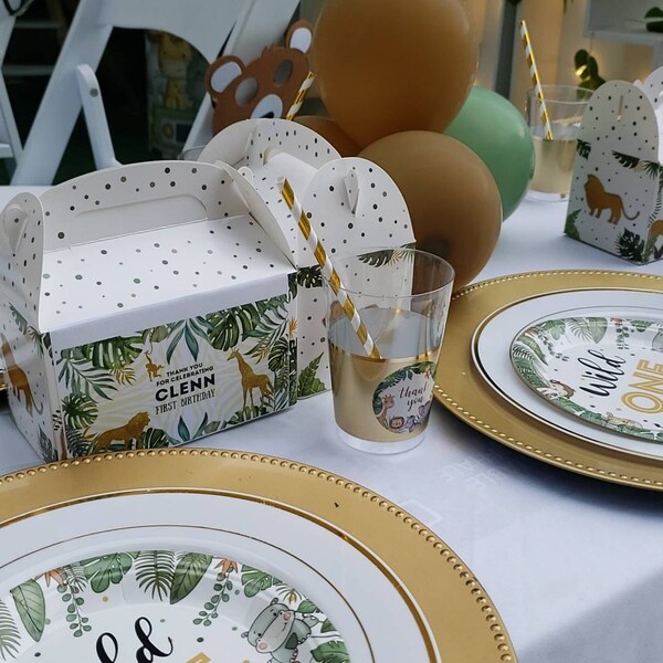 EDITABLE Jungle Gable Gift Box Labels. Handle Favor Takeway Box ...