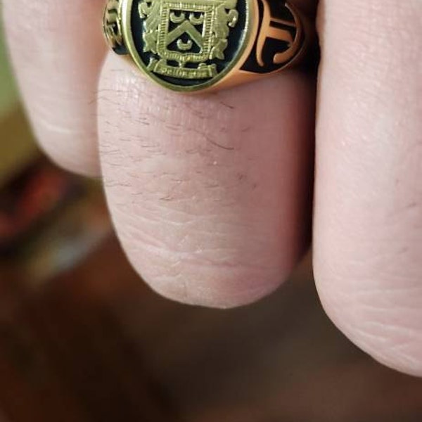 Heraldic Custom Jewelry Ring, Mens Gift, Mushroom Ring, Family Crest ...