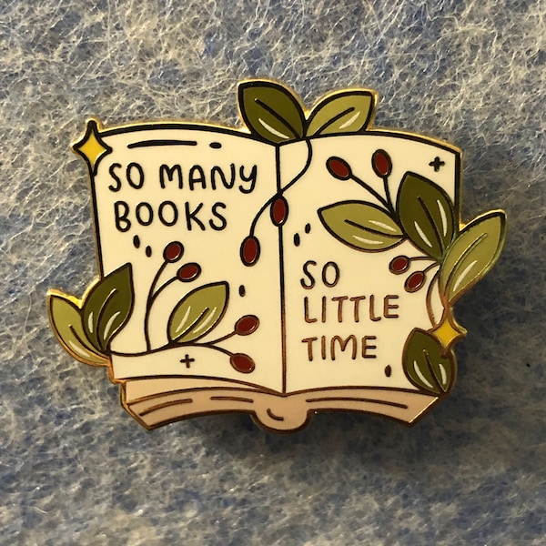 So Many Books Enamel Pin: Gold Plated Bookworm Gift - Etsy