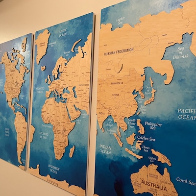 World Map Push Pin Wall Art With FREE Pins, Cork World Map Board ...