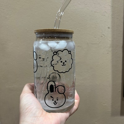 BTS Iced Coffee Glass BT21 Minini Heads Beer Can Glass BTS - Etsy