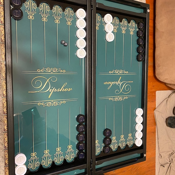 Personalized Backgammon Set. Custom Board and Pieces. Unique Board. Any Text or Image on Board ...