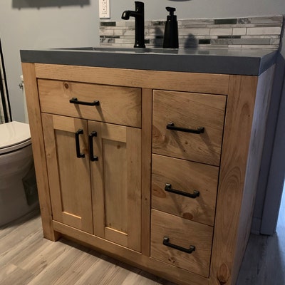 Custom Double Sink Bathroom Vanity Notched Drawers, Handmade, Lifetime ...