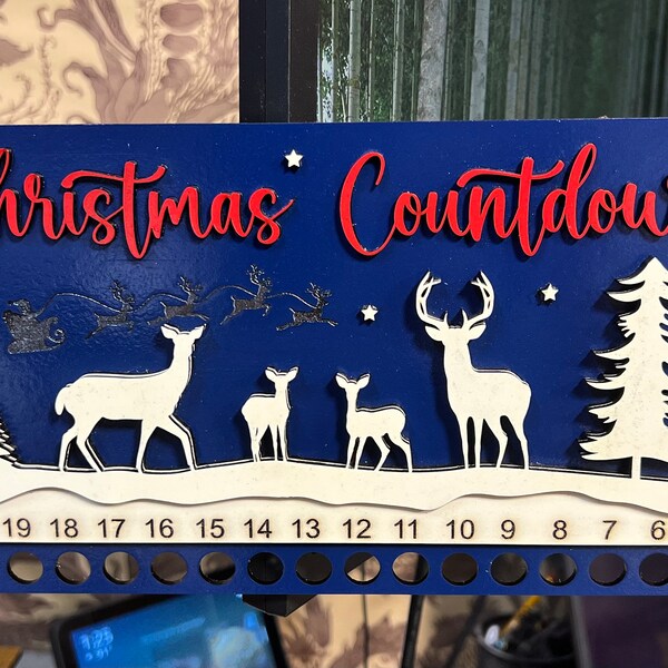 DIGITAL FILE, Christmas Countdown Calendar, Candy Cane Countdown, Reindeer Theme, 3 Layer SVG ...