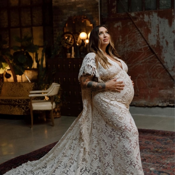 Myrissa, Fringe Maternity Dress, Western Maternity Dress, Photoshoot Rental Dress, Traveling ...