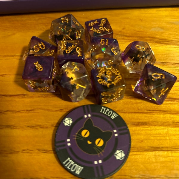 Cat's Meow Exclusive 11 Dice Set | Cute Kawaii Kitty Cat Faces on DND ...