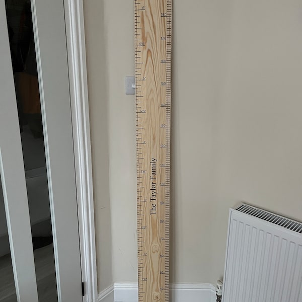 Wooden Ruler Height Chart 6'6", Personalised, Giant Kids Growth Chart ...