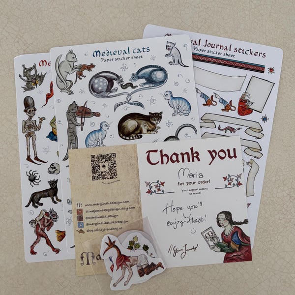 Sticker Sheet - MEDIEVAL MIGHTY MAIDENS - Funny Whimsical Historical ...