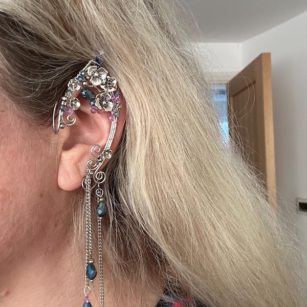 Elf Ears Cuff With Moon Star Chain Gothic Witch Wrap Earrings Fairy Ear ...