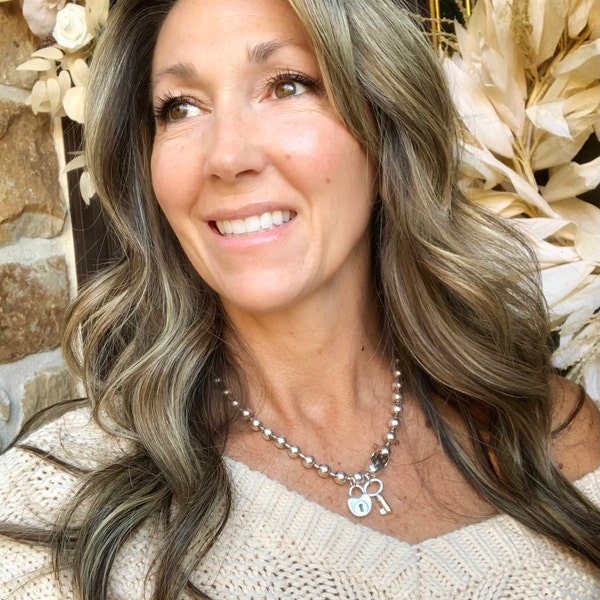 Chunky Ball Chain With Padlock and Key, Uno De 50 Style Key and Padlock ...