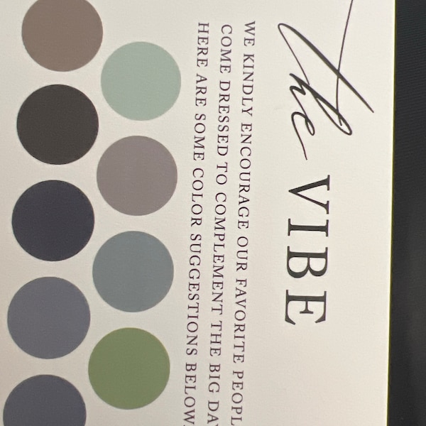 Customized Wedding Guest Color Palette Attire Cards, Printed, Attendee ...