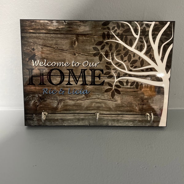 Key Holder for Wall, Wedding Gift, Welcome to Our Home, Anniversary ...