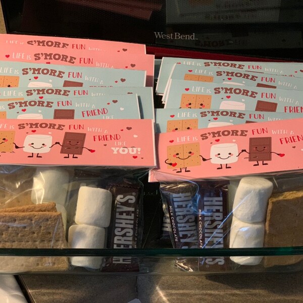 Valentine Treat Bag Toppers PRINTABLE Smores Valentine Cards for Kids ...