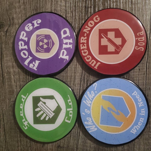COD Zombies Perks Epoxy Resin Wood Coasters for Game Room, Mancave, and ...