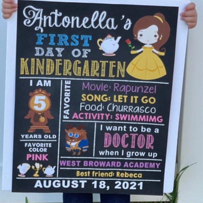 Princess First Day of School Printable Sign Girl Back to - Etsy