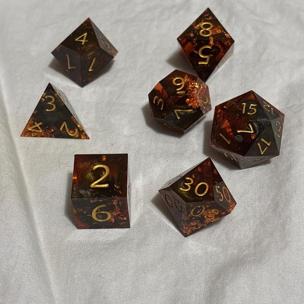 Handmade Lava Dice Set: Sharp Edge Resin Dice for DND - Etsy