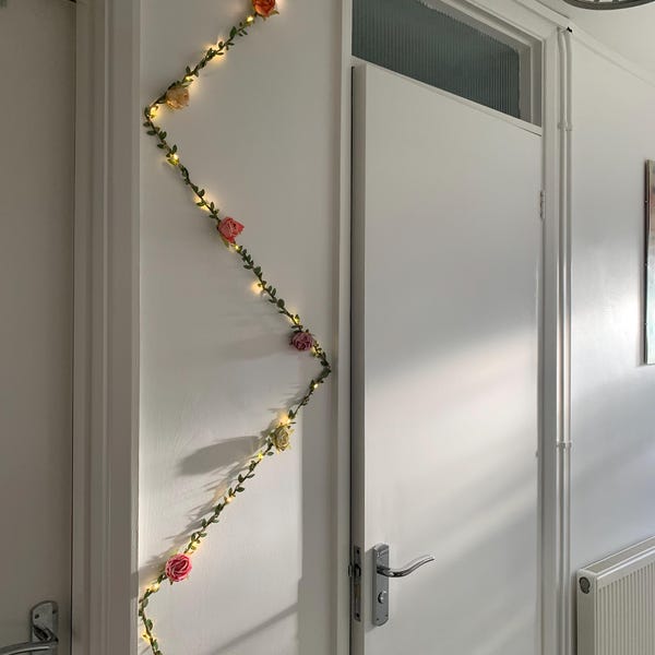 Flower Garland String Lights. Rustic Boho Fairy Lights Bunting With ...