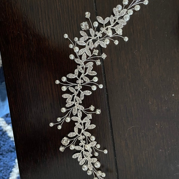 Boho Bridal Back Headpiece Bridal Halo Boho Wedding Pearl Headband ...