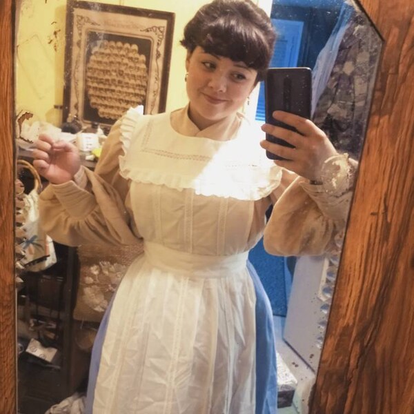 Pinafore “edith” Victorian Apron, Linen Edwardian Pinafore - Etsy