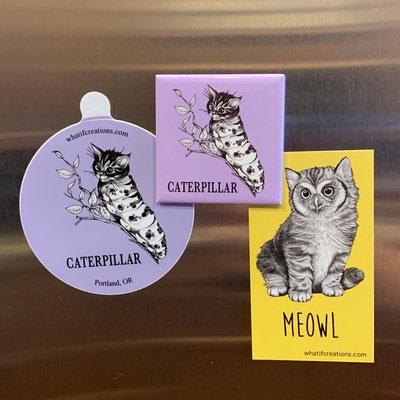 Caterpillar Fridge Magnet Cat Caterpillar Hybrid Animal 2 Square ...
