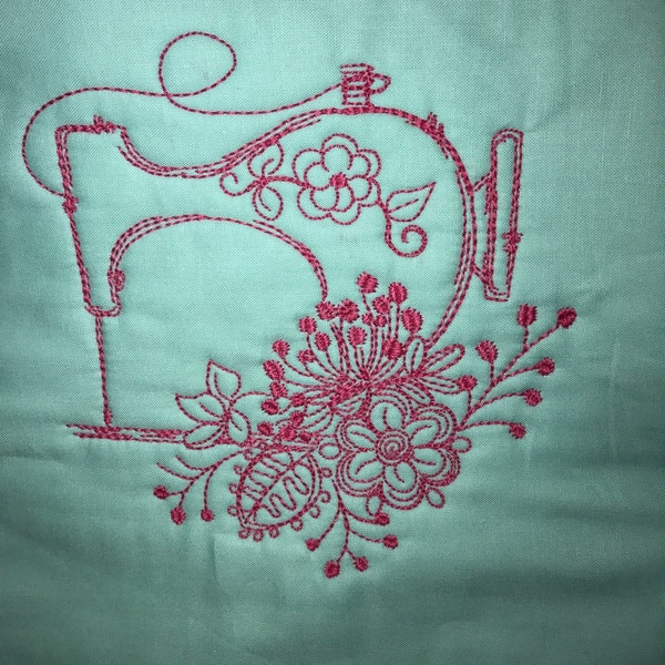 VINTAGE SEWING MACHINE Redwork - Machine Embroidery Design - Etsy