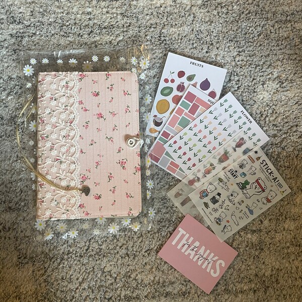 Pink Flower Lace Notebook Original Fabric Journal A5 A6 Handmade Floral ...