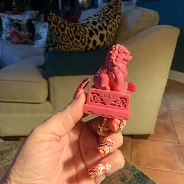 Pink Foo Dog Chinoiserie Lamp Finials Asian Decorative Lighting ...