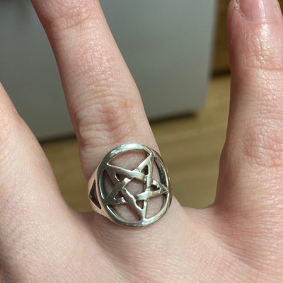 Pentacle Ring Sterling Silver Pentagram Ring 925 Star Ring - Etsy