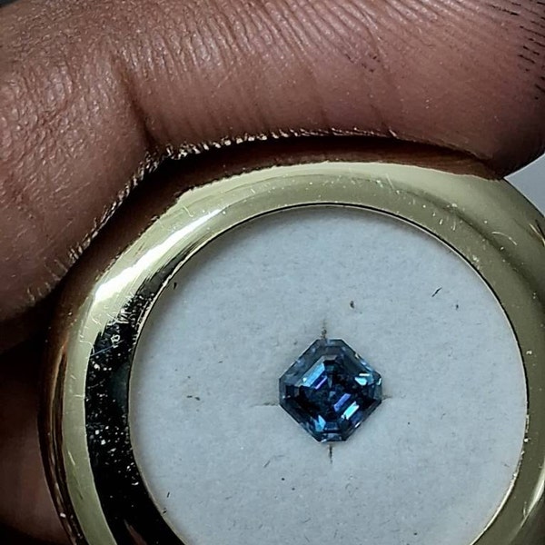 GIGAJEWE Cyan Color Portuguese Cut Moissanite Stone Loose Gemstone Pass ...