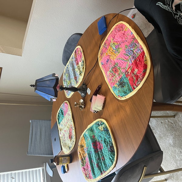 Floral Patchwork Quilted Placemats - Set of 6 Cotton Table Mats - Etsy