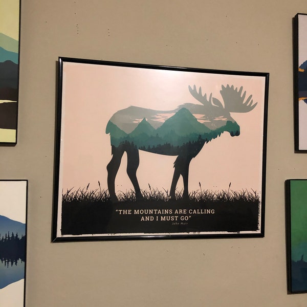 Moose Poster, Moose Print, Moose Art, American Moose Poster, American ...