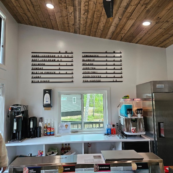 Wall Mounted Menu Rails With Changeable Letters, Wood Wall Menu Board ...