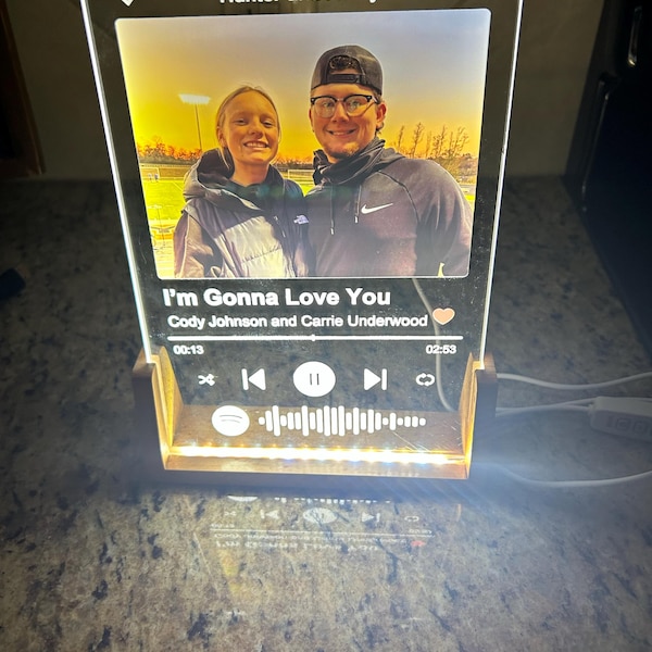 Personalized Photo Night Light Plaque, Custom Couple Song Music Plaque ...
