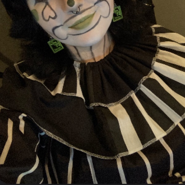 Detachable Clown Collar, Removable Black White Clown Collar, Striped ...