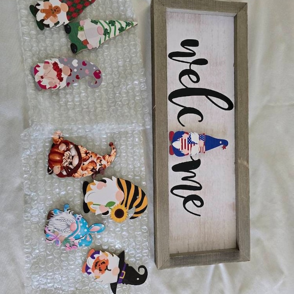 Interchangeable Welcome Gnome Sign for Front Door Home Decor New Home ...