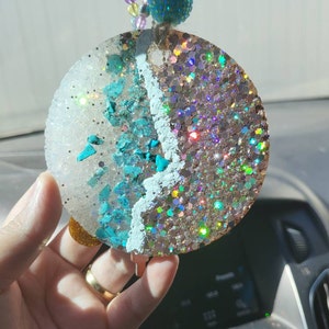 Black and Turquoise Glitter Geode Car Freshie Car Air - Etsy